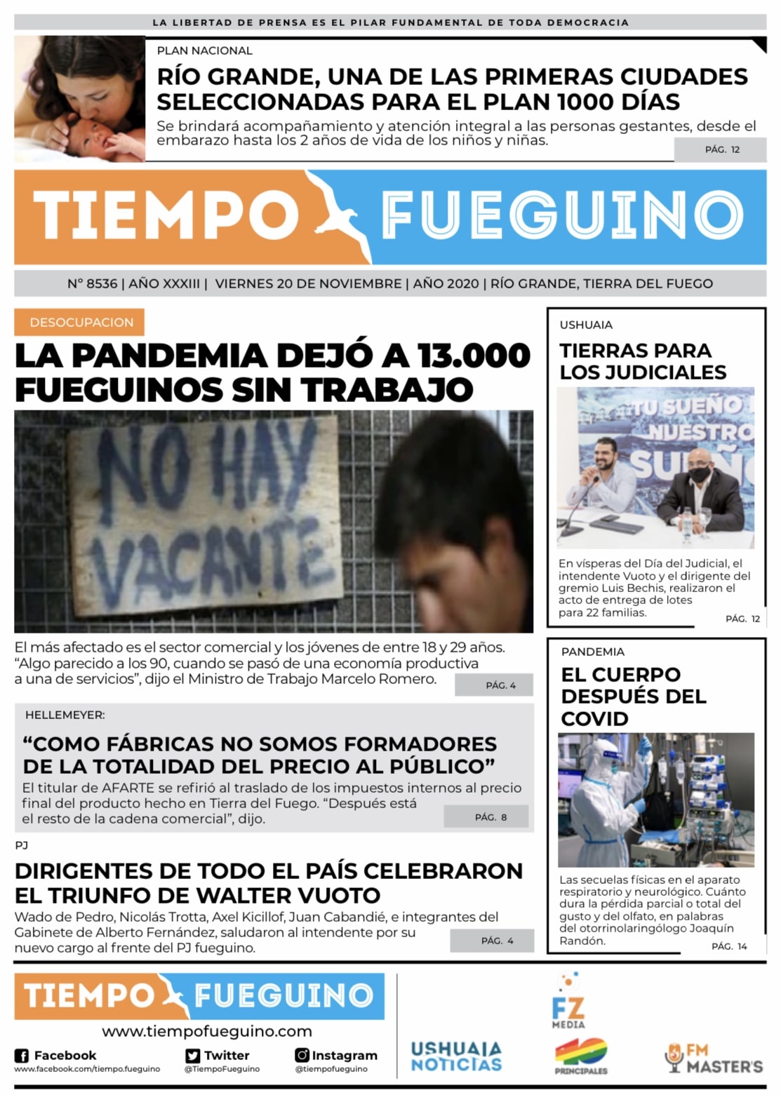 Portada del viernes 20 de noviembre - Tiempo Fueguino Portada del viernes 20 de noviembre - Tiempo Fueguino